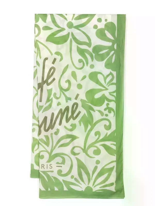 Maison Kitsuné Floral-print Cotton Scarf - Green