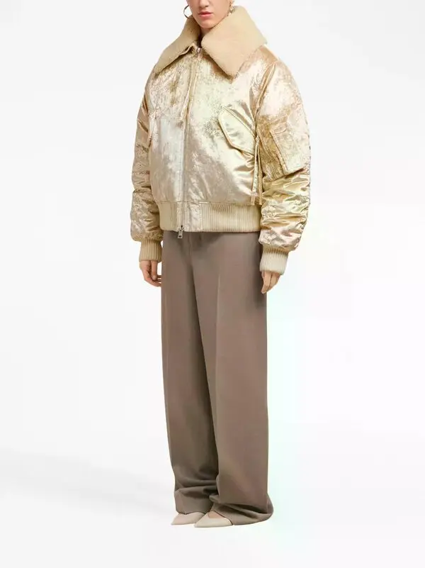 AMI Paris Metallic Velvet Bomber Jacket With Contrasting Collar