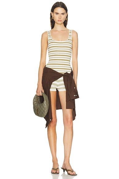 EAVES Cydnee Striped Knit Tank - Ivory & Olive Multi
