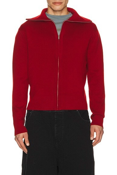 ENTIRE STUDIOS Zip Up Knit Jacket - Cherry