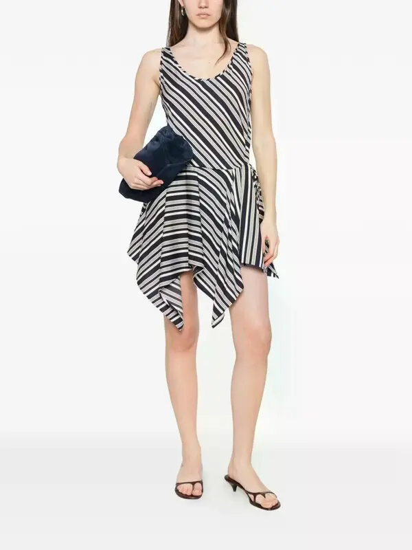 IRO PARIS Unya Striped Sleeveless Silk Dress - Blue