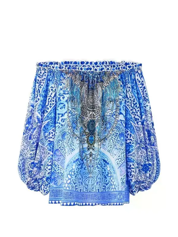 Camilla Bosphorous Off-shoulder Top With Blouson Sleeves