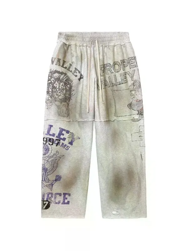 VALE FOREVER Butcher Print Track Pants - Grey