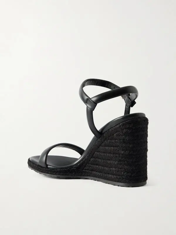 GIANVITO ROSSI 85mm Leather Espadrille Wedge Sandals