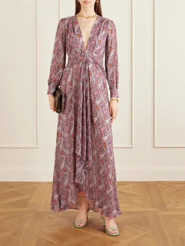 Rixo Meera Paisley-print Chiffon Maxi Dress