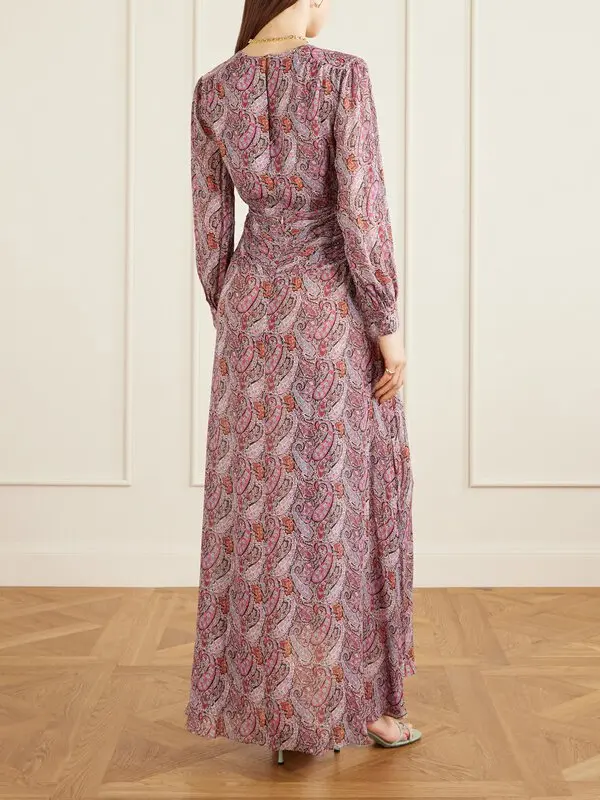 Rixo Meera Paisley-print Chiffon Maxi Dress