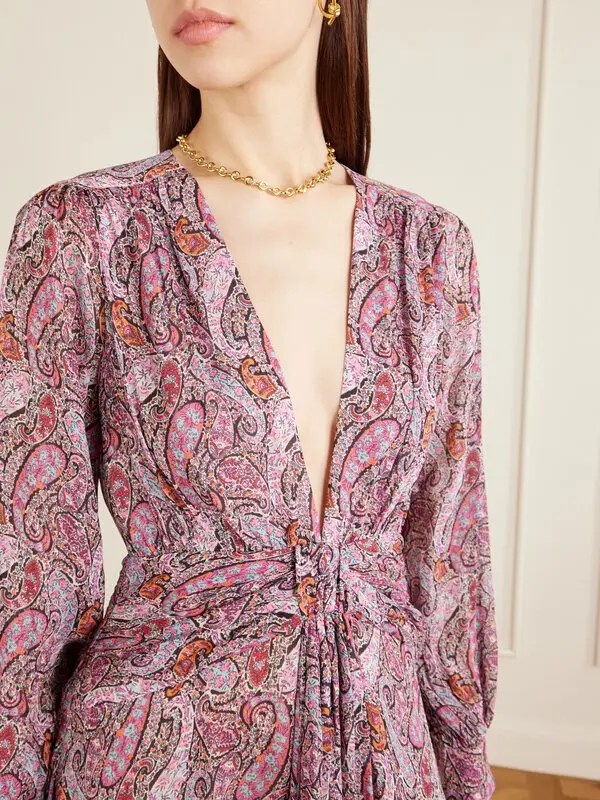 Rixo Meera Paisley-print Chiffon Maxi Dress