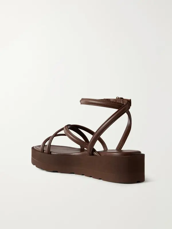 GIANVITO ROSSI Leather Platform Sandals - Brown