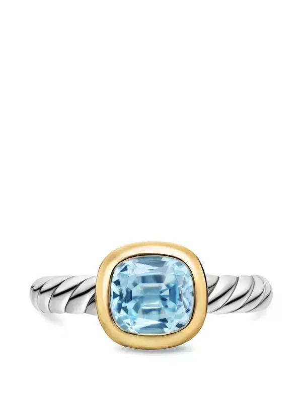 David Yurman Dy Mercer® Cushion Sky Blue Topaz Ring In Sterling And 18k Yellow Gold