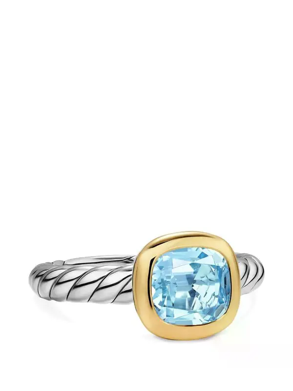 David Yurman Dy Mercer® Cushion Sky Blue Topaz Ring In Sterling And 18k Yellow Gold