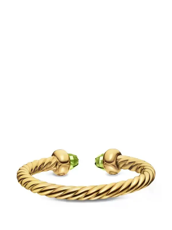 David Yurman 18k Yellow Peridot Micro Cablespira Flex Open Ring - Gold