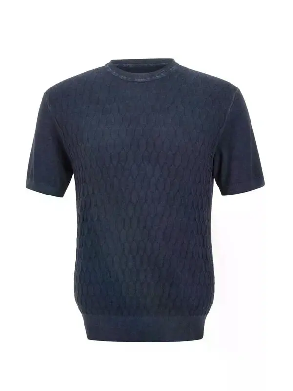 Peuterey Textured Crew Neck Short Sleeve Sweater