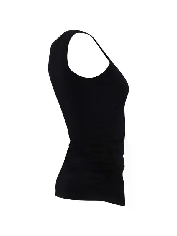 Michael Kors Cotton Zip Detail Tank Top - Black