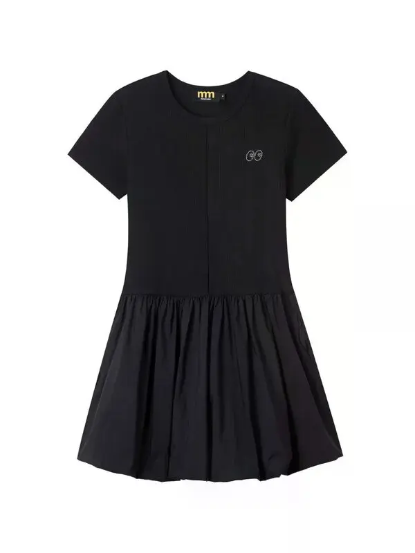 MINI CREAM Embellished Pleated Mini Dress - Black