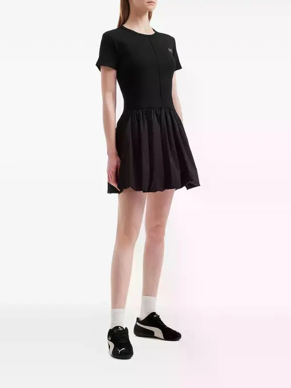 MINI CREAM Embellished Pleated Mini Dress - Black