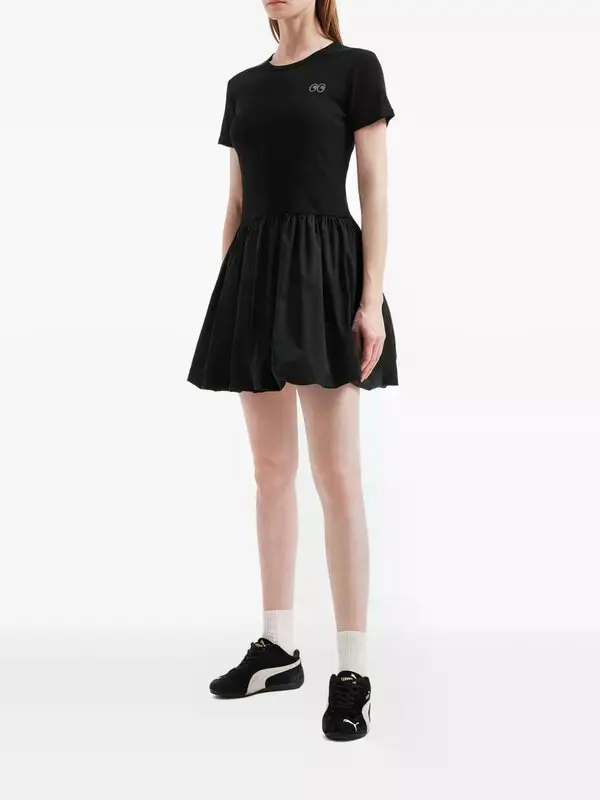 MINI CREAM Embellished Pleated Mini Dress - Black