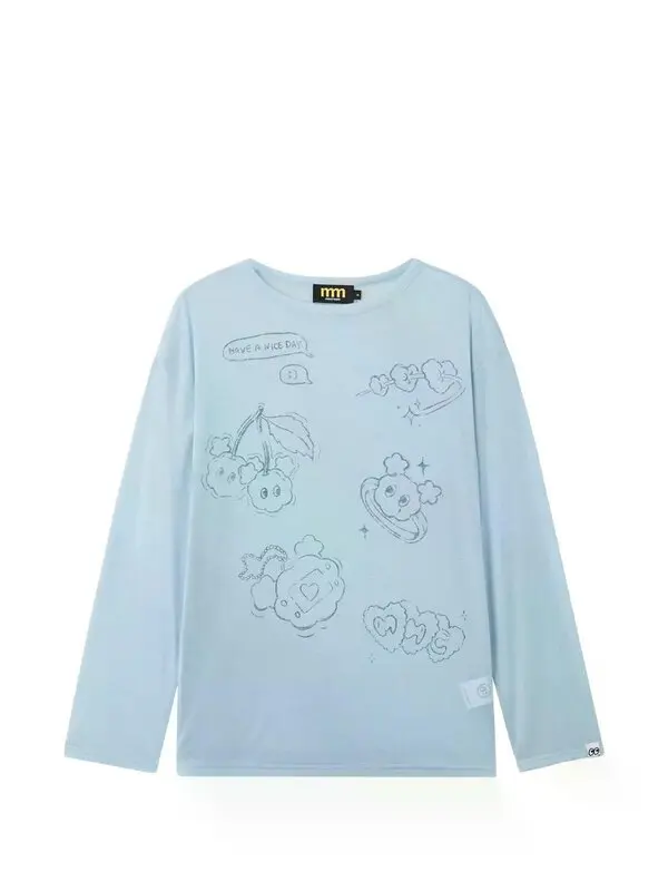 MINI CREAM Graphic-print Long-sleeve T-shirt - Blue