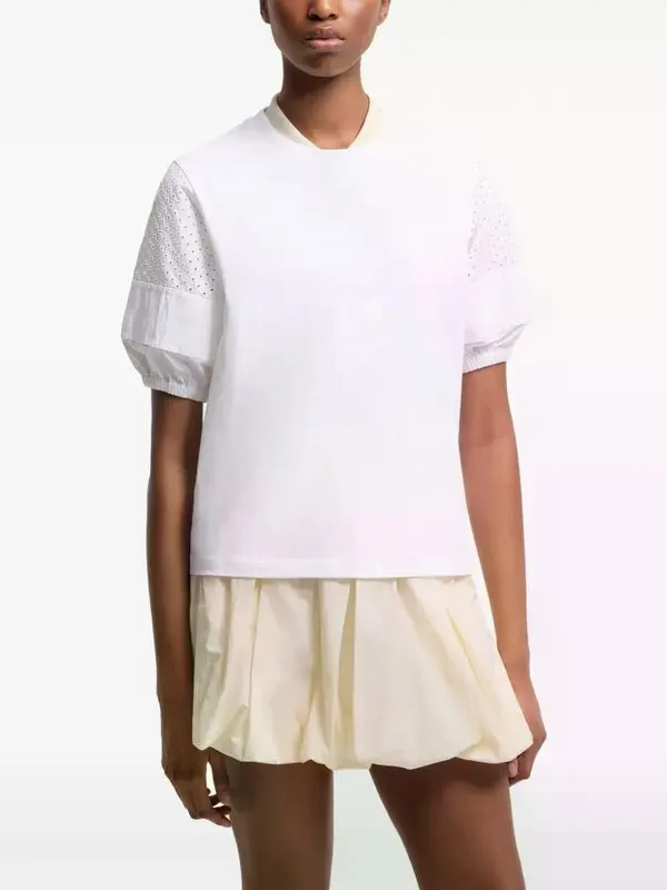 Moncler Eyelet Detail T-shirt With Puff Sleeves