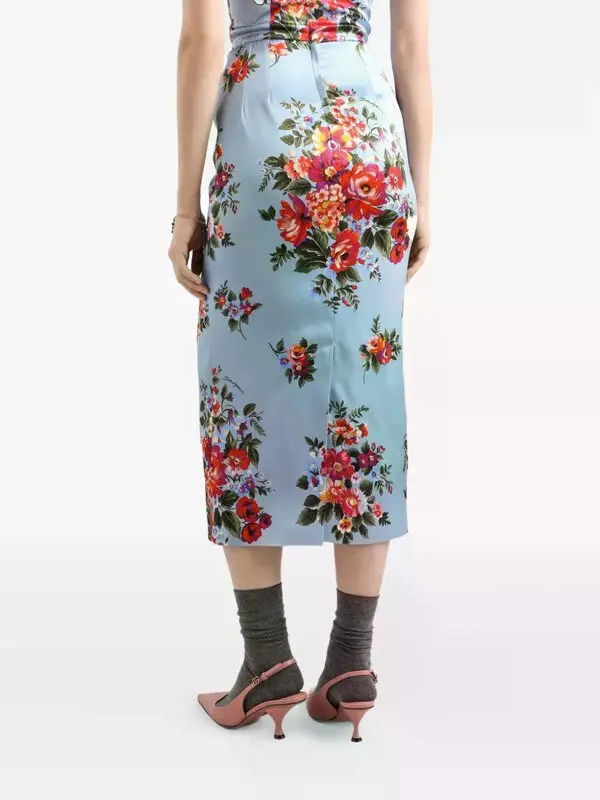 Dolce & Gabbana Floral V-neck Spaghetti Strap Midi Dress
