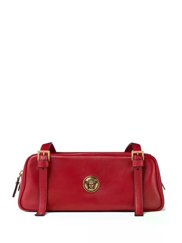 Versace Emblème Nappa Leather Bowling Bag - Red