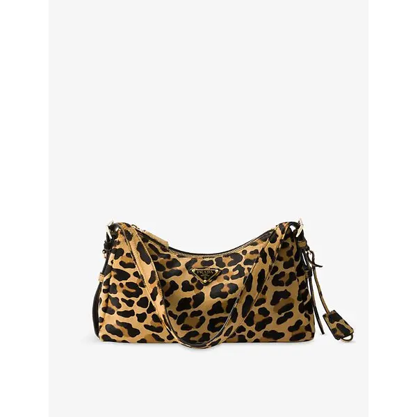 Prada Aimèe Printed Leather Shoulder Bag - Neutral