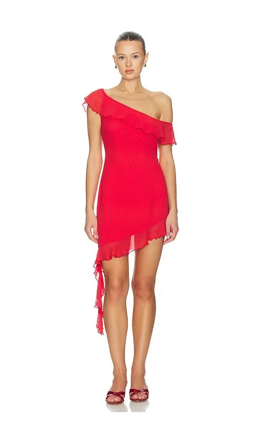 SNDYS. Reyen Frill Mini Dress - Red