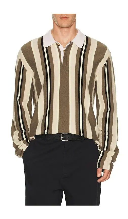 Guest In Residence Striped Rugby Polo - Grey