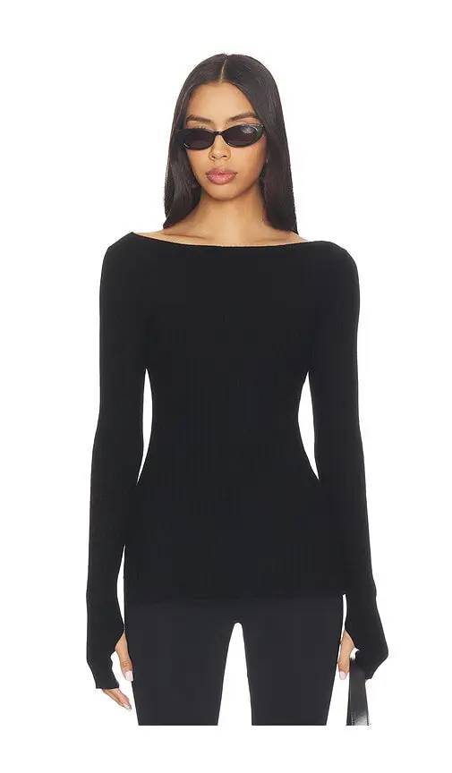 EAVES Nichole Rib Knit Long Sleeve - Black