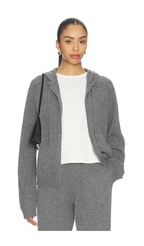 EAVES X Jasmine Tookes Milah Wool Cashmere Zip Up Hoodie - Grey