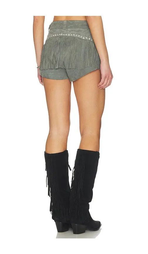 UNDERSTATED LEATHER Starburst Embellished Suede Shorts - Grey