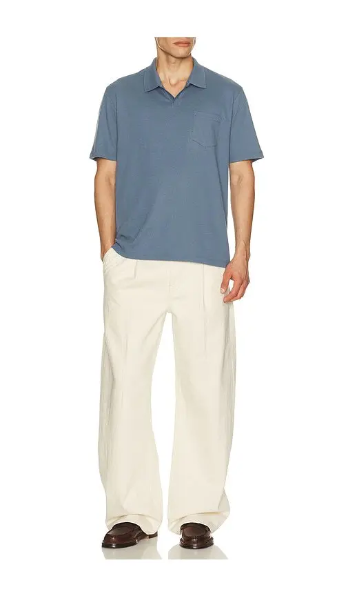 Vince Short Sleeve Johnny Collar In . Also