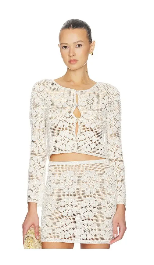 Calle Del Mar Daisy Chain Crochet Cardigan - Cream