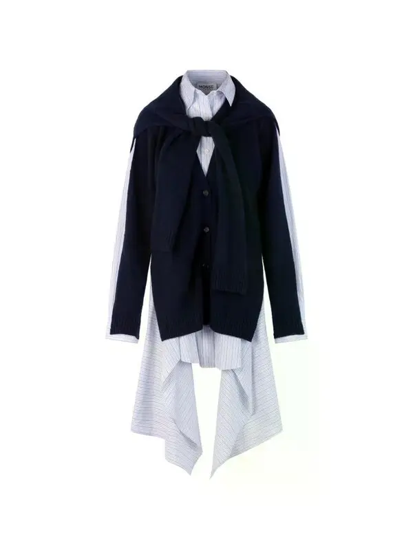 Monse Combo-knit Asymmetric Shirt Dress