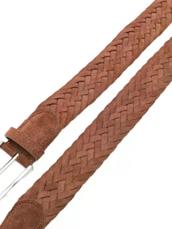 Canali Braided Leather Belt - Brown