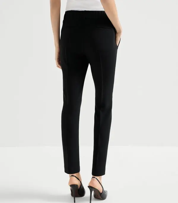 Brunello Cucinelli Crepe Slim Fit Trousers - Black