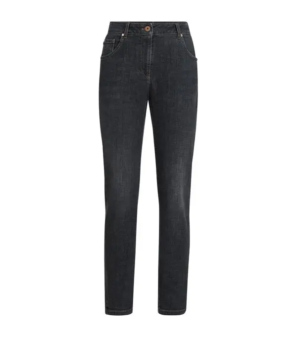 Brunello Cucinelli Slim Fit Stretch Cotton Jeans - Black