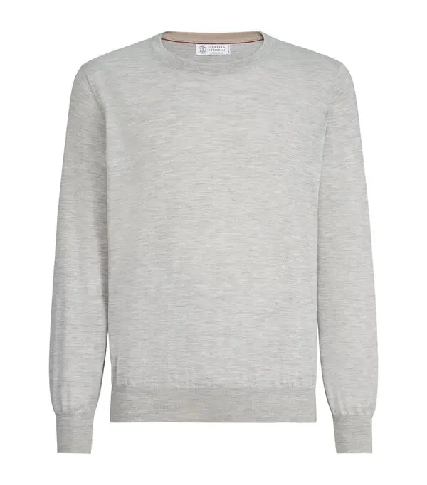 Brunello Cucinelli Cashmere-silk Crew Neck Sweater - Grey