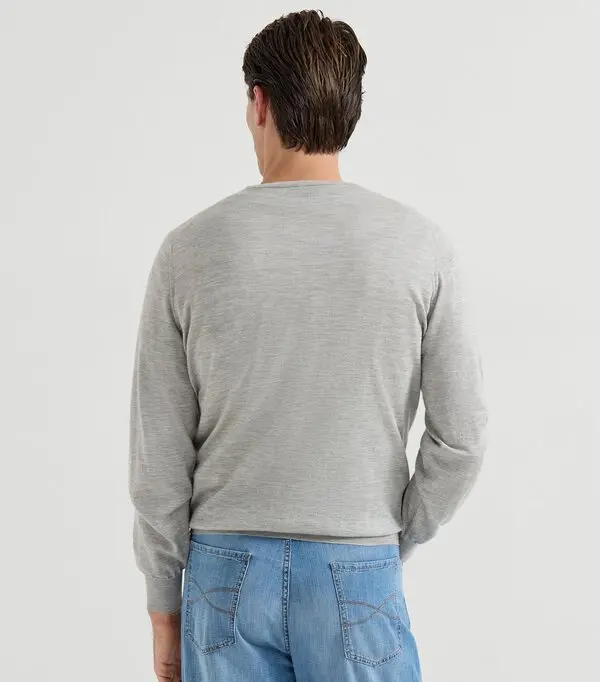 Brunello Cucinelli Cashmere-silk Crew Neck Sweater - Grey