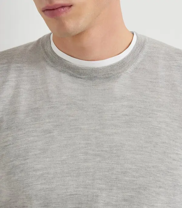 Brunello Cucinelli Cashmere-silk Crew Neck Sweater - Grey