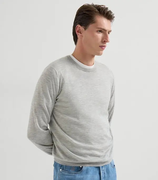 Brunello Cucinelli Cashmere-silk Crew Neck Sweater - Grey