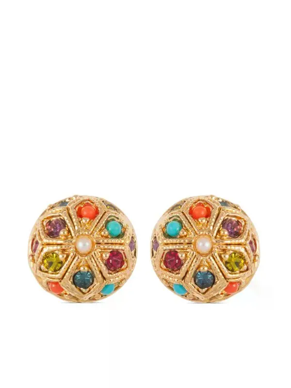 SUSAN CAPLAN 1990s D'orlan Crystal-embellished Clip-on Earrings - Gold