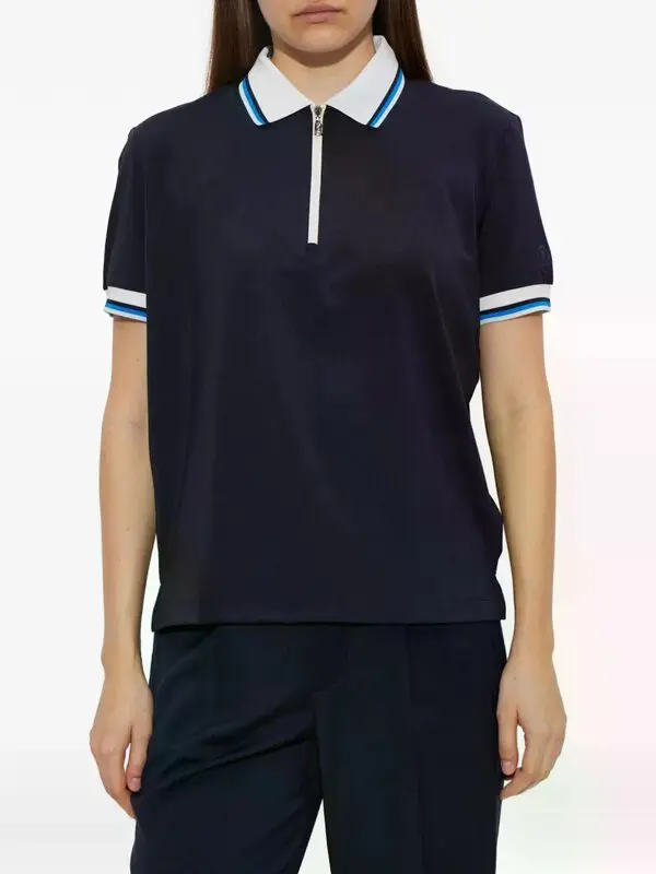 Bogner Zip Collar Striped Polo Shirt