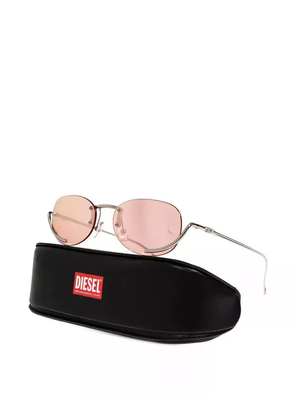 DIESEL® Oval Frame Metal Sunglasses - Silver