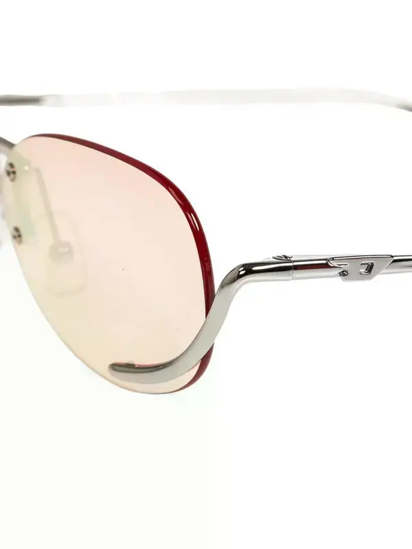 DIESEL® Oval Frame Metal Sunglasses - Silver