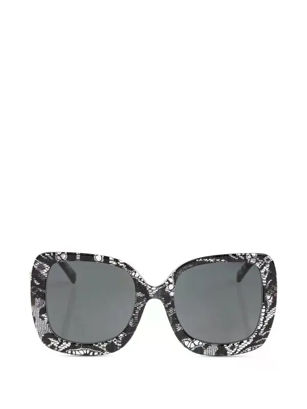 Dolce & Gabbana Lace Embellished Square Frame Sunglasses - Black