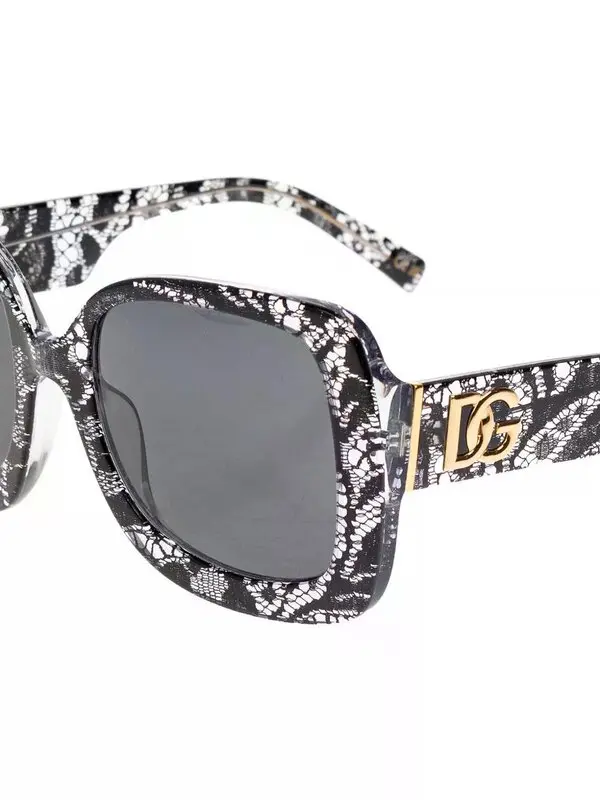 Dolce & Gabbana Lace Embellished Square Frame Sunglasses