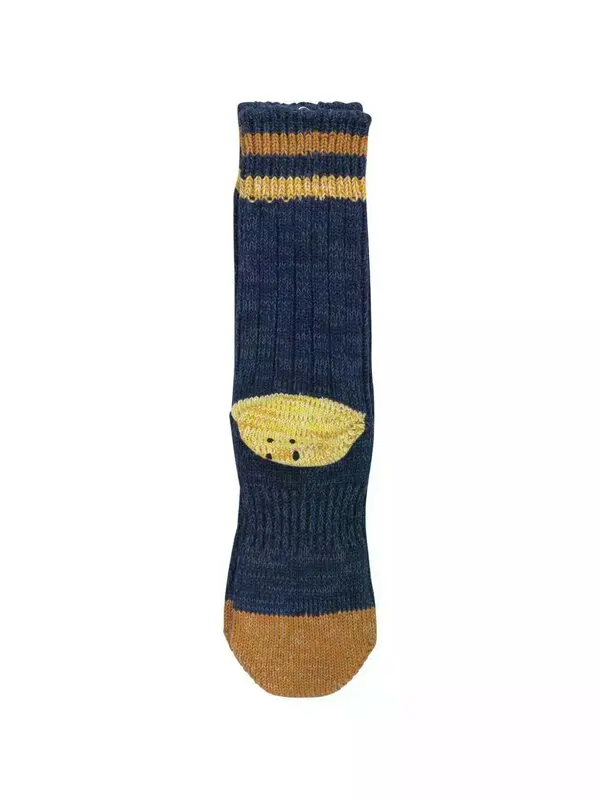 Kapital Ribbed Graphic Socks - Blue