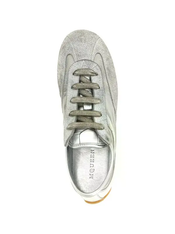 Alexander McQueen Embossed Logo Lace-up Sneakers - Silver