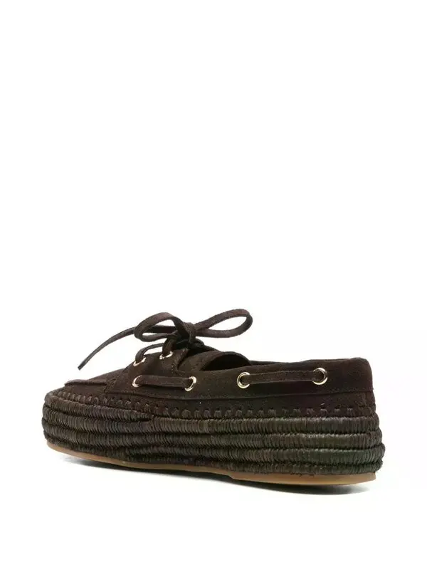 PALOMA BARCELO Tie Detail Boat Shoes - Brown
