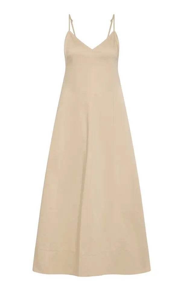 ST. AGNI Structured Cotton Midi Dress - Neutral